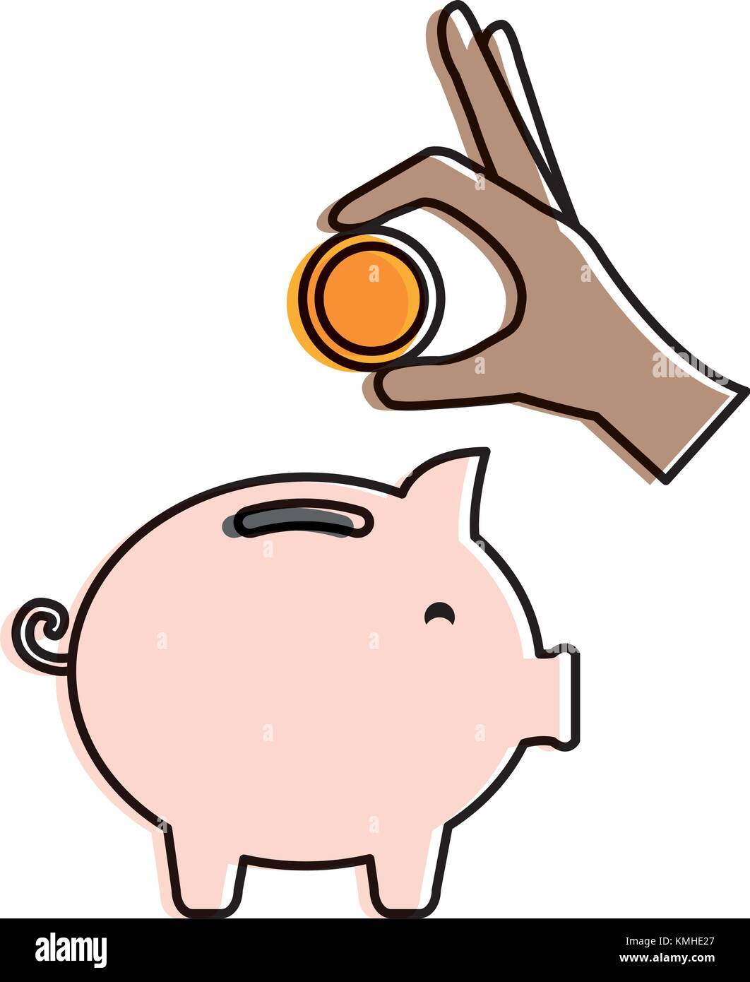 piggy savings with coins vector illustration design Stock Vector Image ...