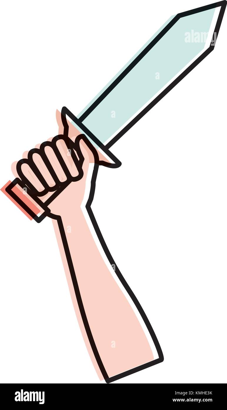 hand whit warrior sword vector illustration design Stock Vector Image ...