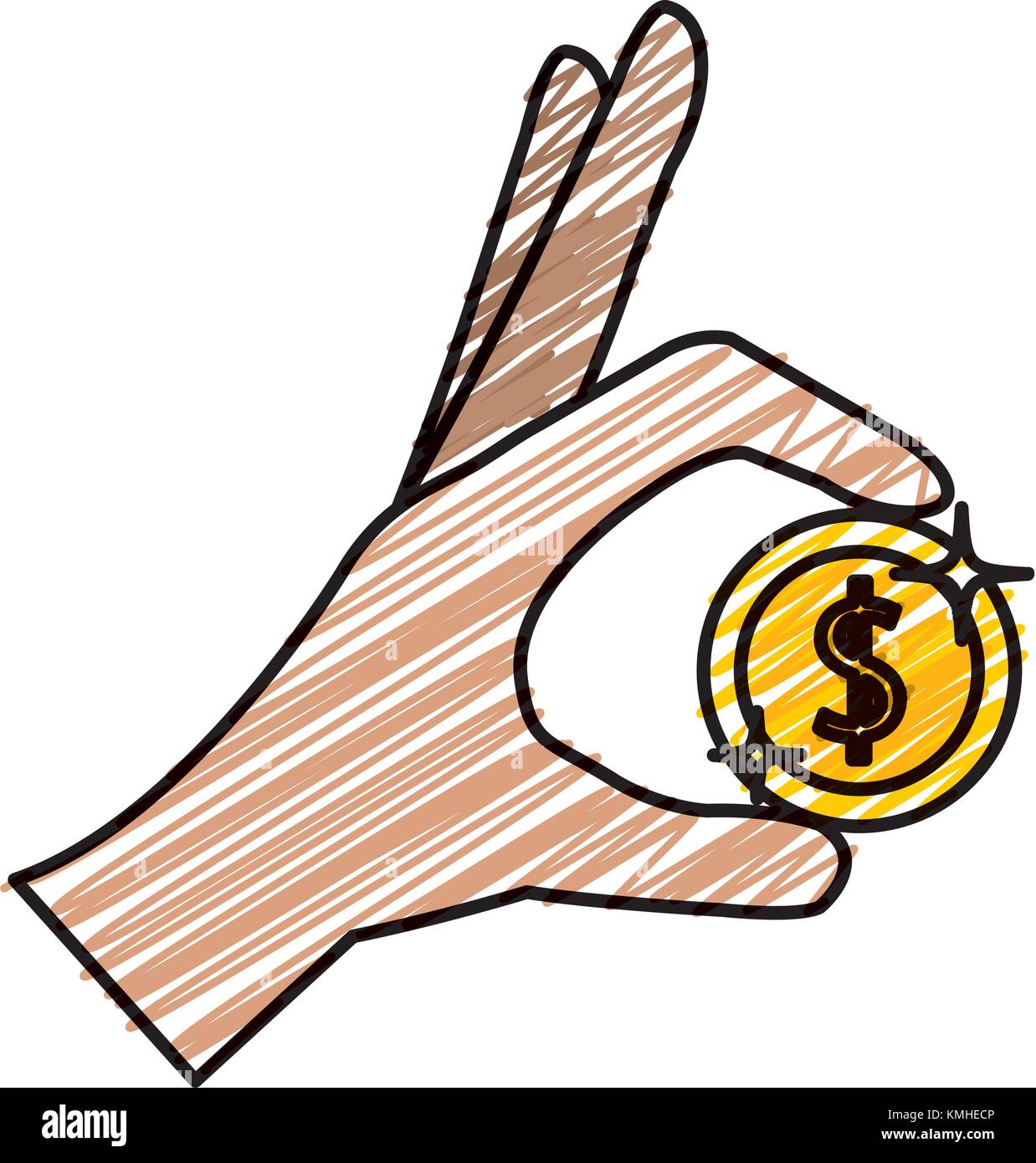 hand with coin money vector illustration design Stock Vector Image ...