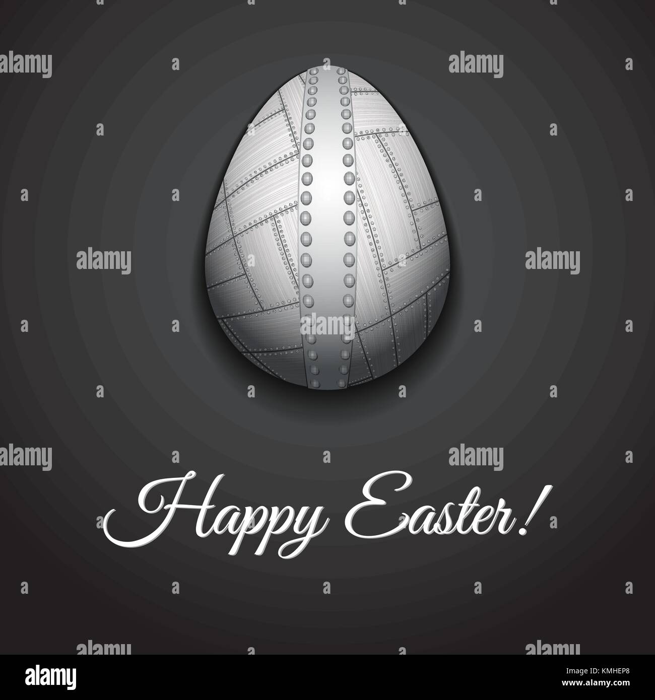 Happy Easter greeting card design with creative metal easter egg on ...