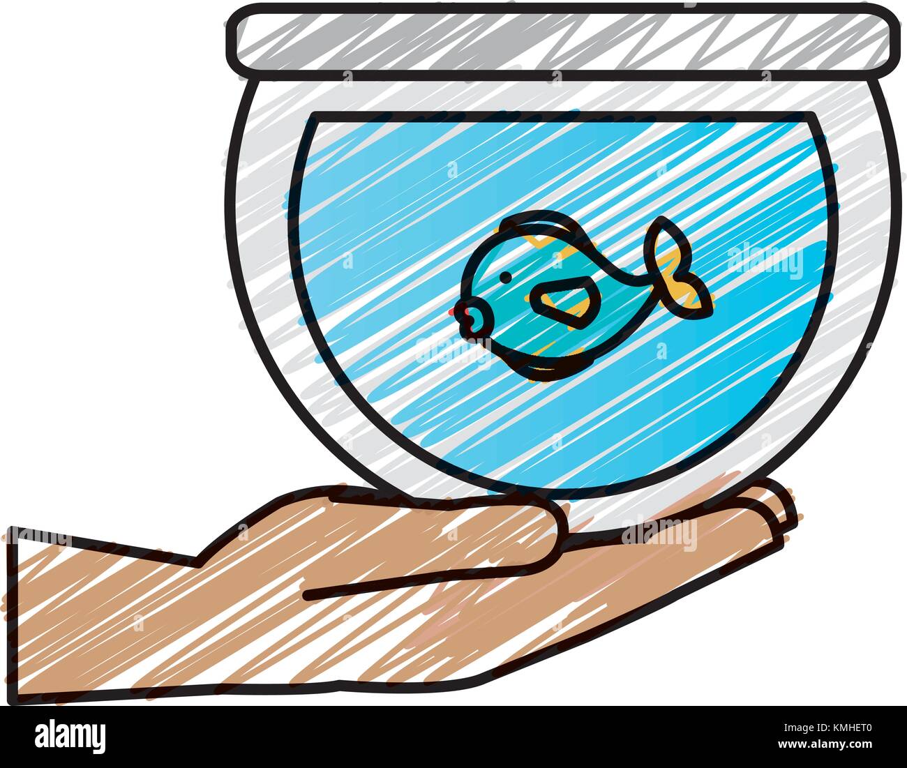 hand with fish in aquarium vector illustration design Stock Vector ...