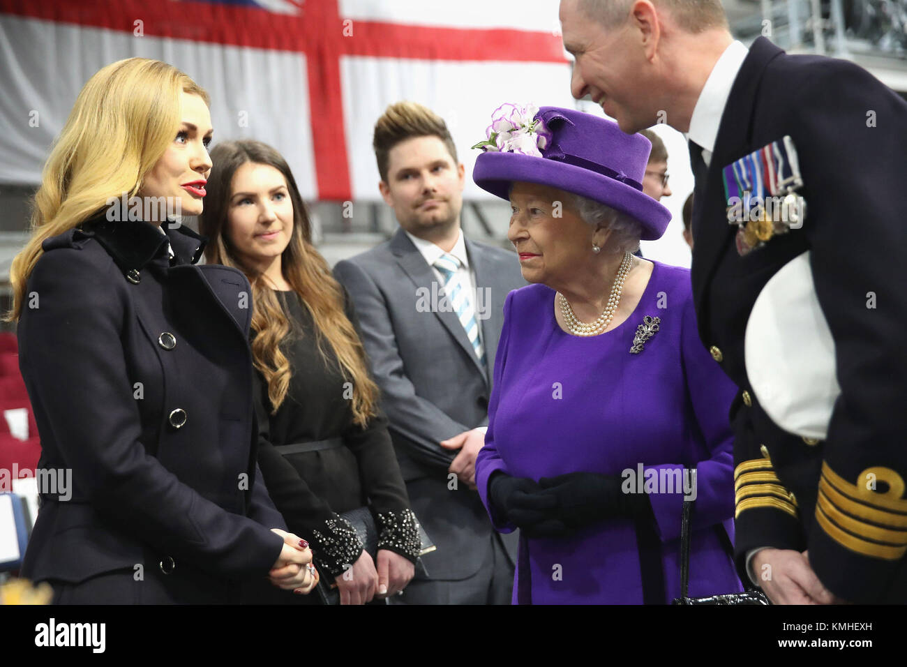 Queen Elizabeth II (centre) with singer Katherine Jenkins (left) and ...