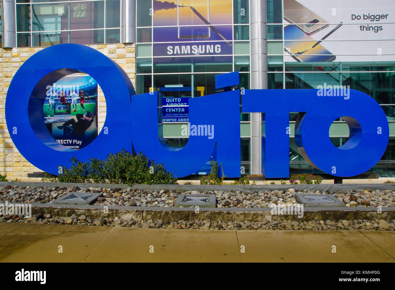 Quito, Ecuador - November 23 2017: Beautiful outdoor view of huge blue ...