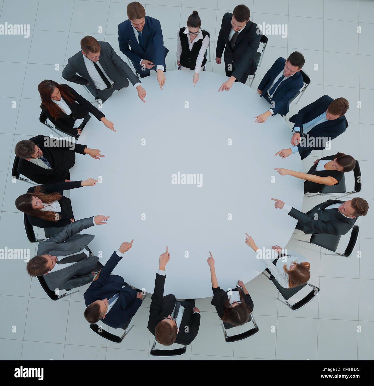 Business team, sitting at athe round table on white background. concept ...