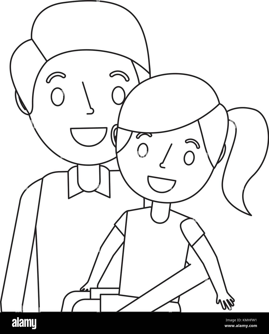 Dad Daughter Family Outline Vector High Resolution Stock Photography ...