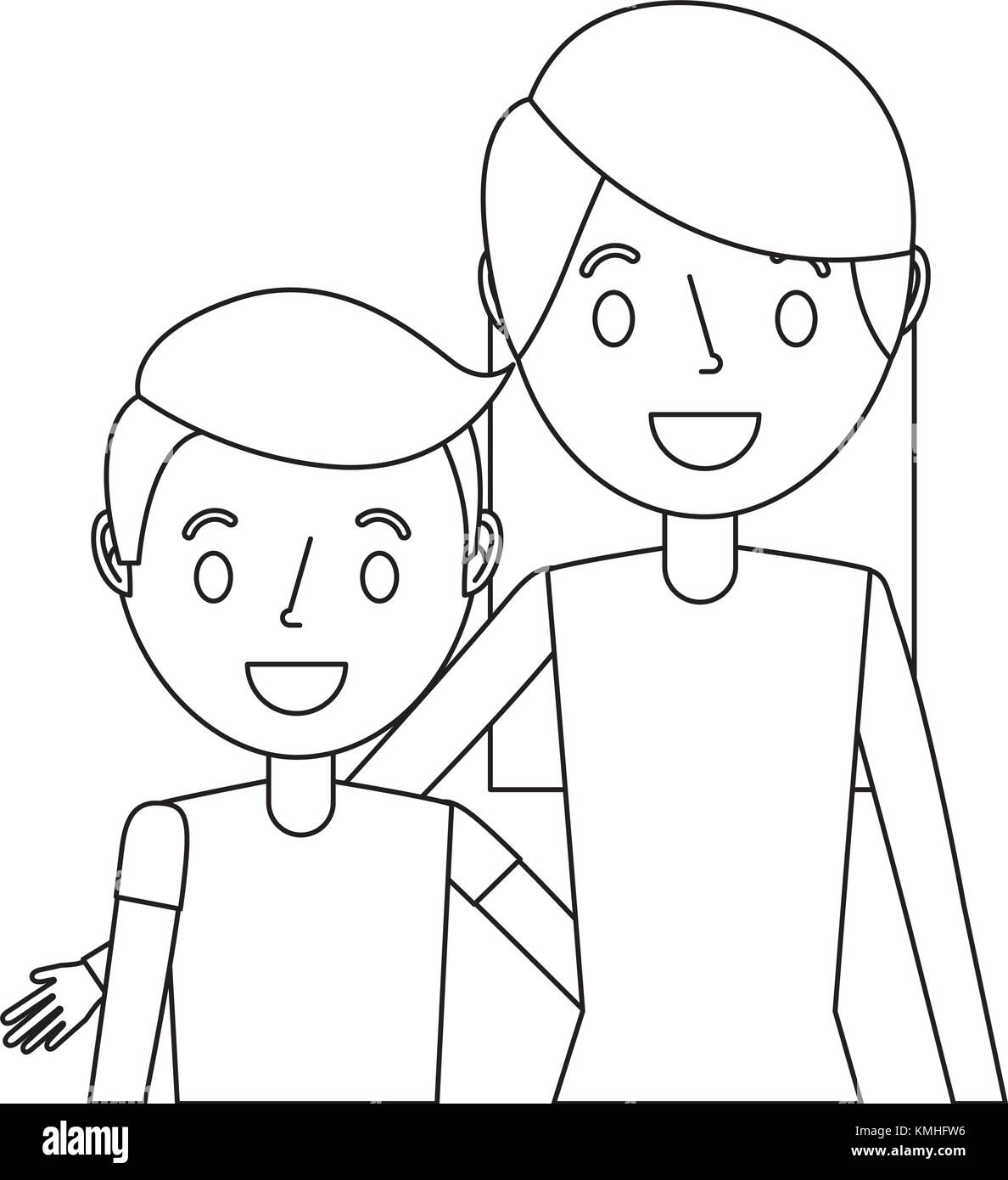 Portrait Mom Embracing Her Son Stock Vector Image And Art Alamy