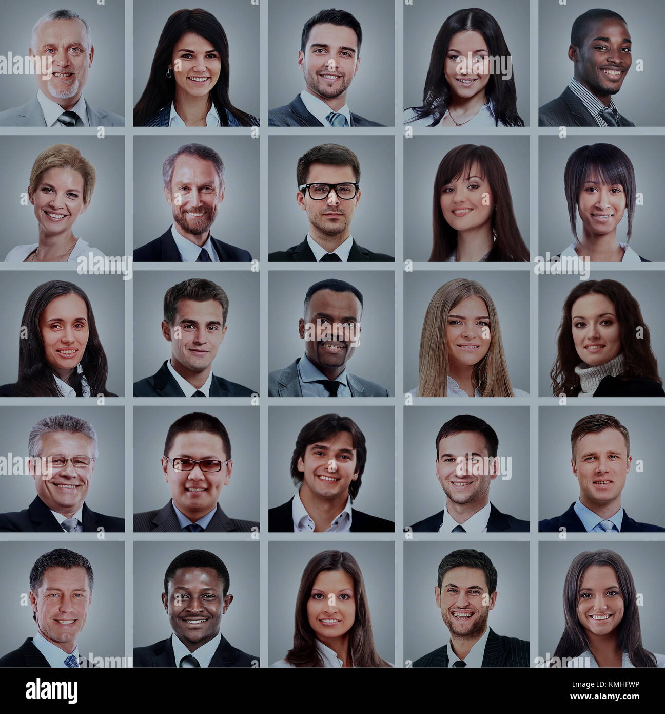 success concept - collage with many business people portraits Stock ...