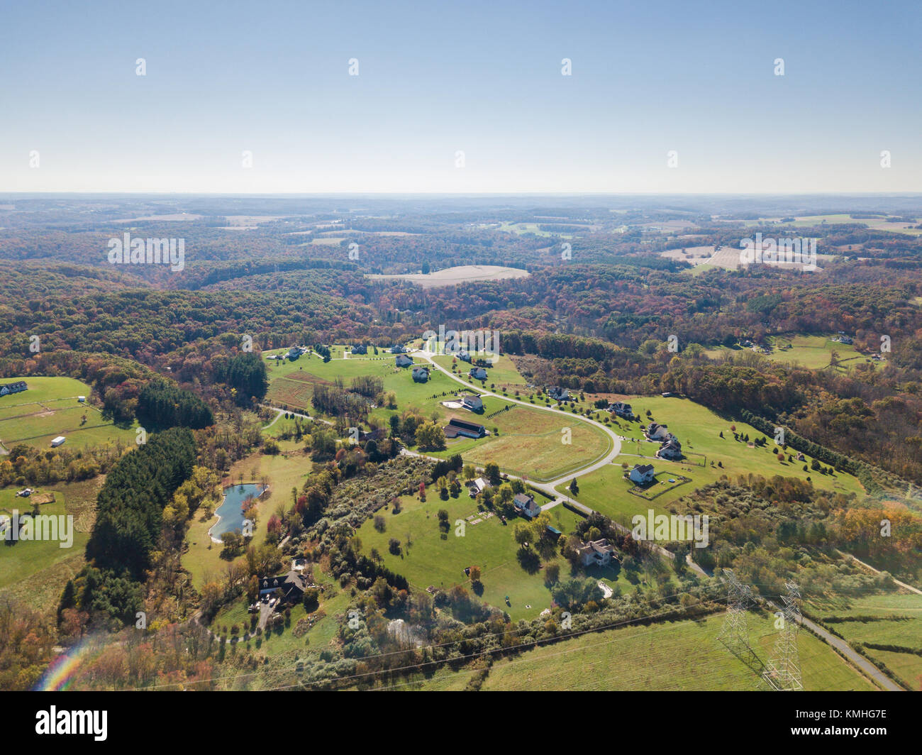 Aerials of Country Farm Land in White Hall, Maryland Stock Photo - Alamy