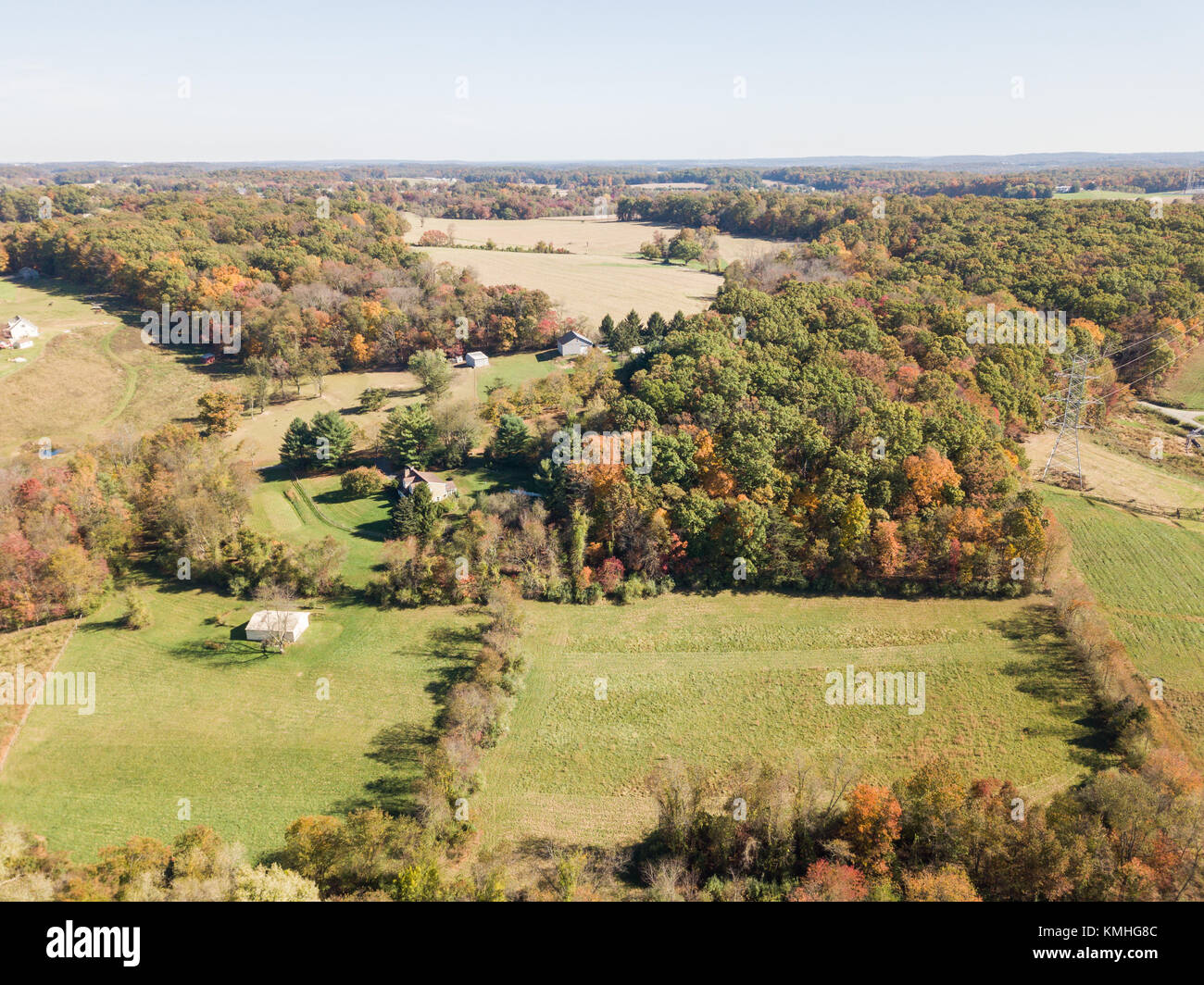 Aerials of Country Farm Land in White Hall, Maryland Stock Photo - Alamy