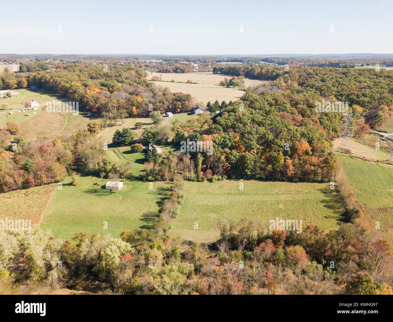 Aerials of Country Farm Land in White Hall, Maryland Stock Photo - Alamy
