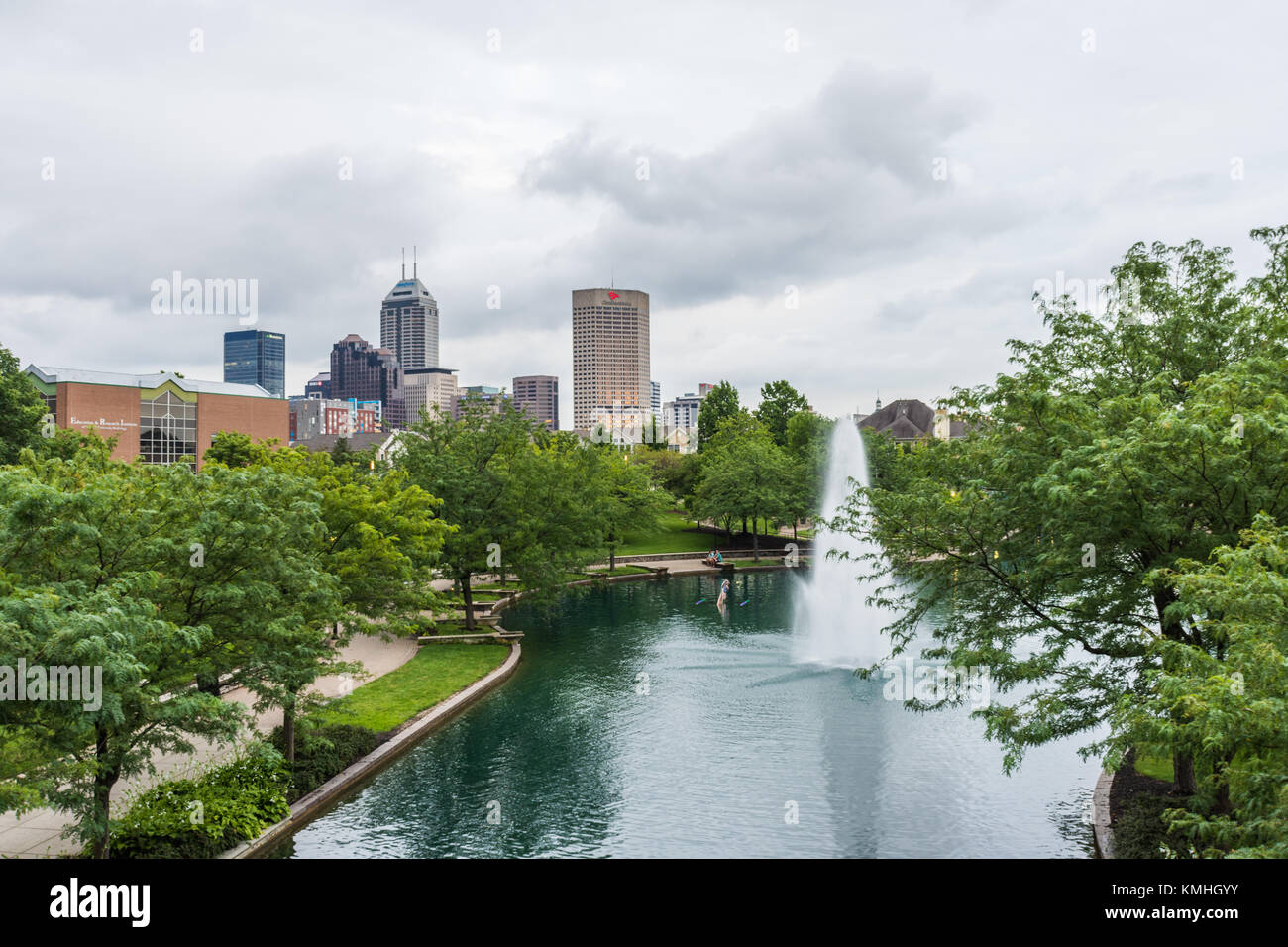 Cityscape from Canal Walk in Indianapolis, Indiana Stock Photo - Alamy