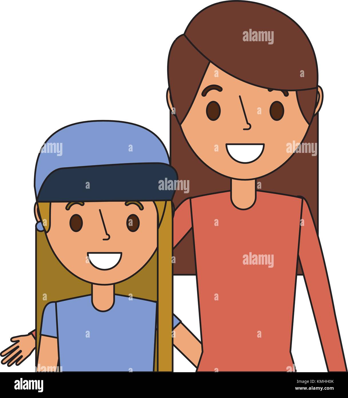 cute mom embracing her teen daughter Stock Vector Image & Art - Alamy