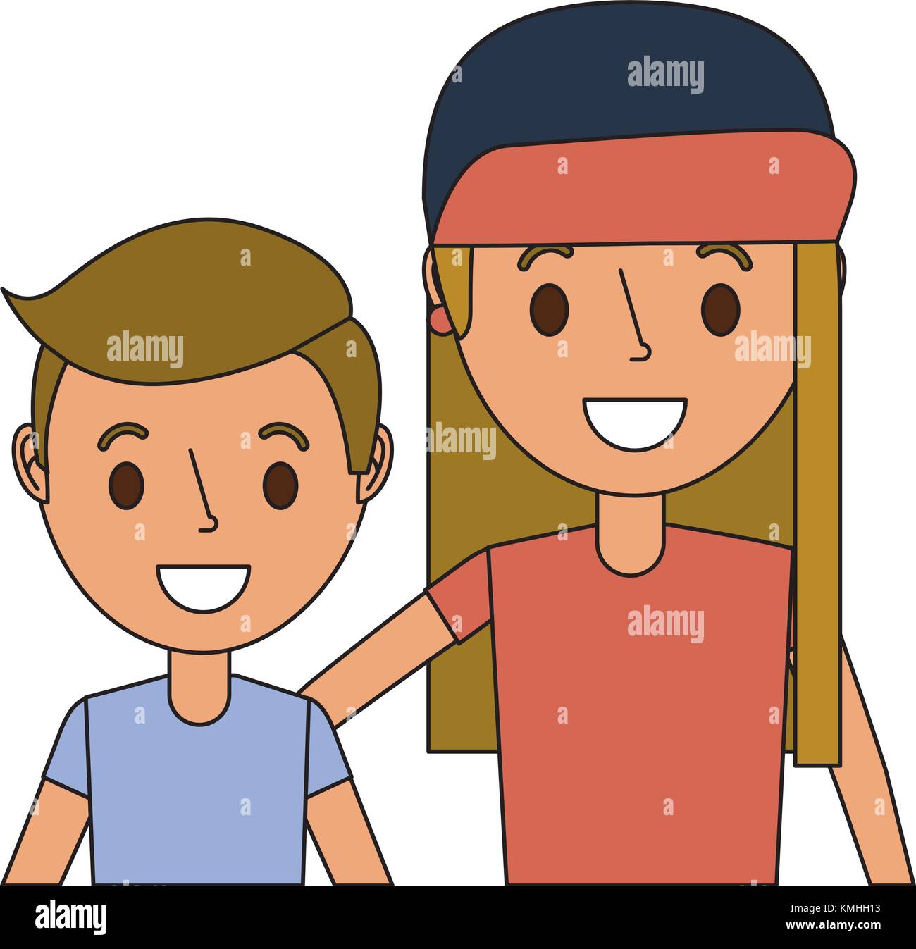 portrait cute boy and girl embracing family members Stock Vector Image ...