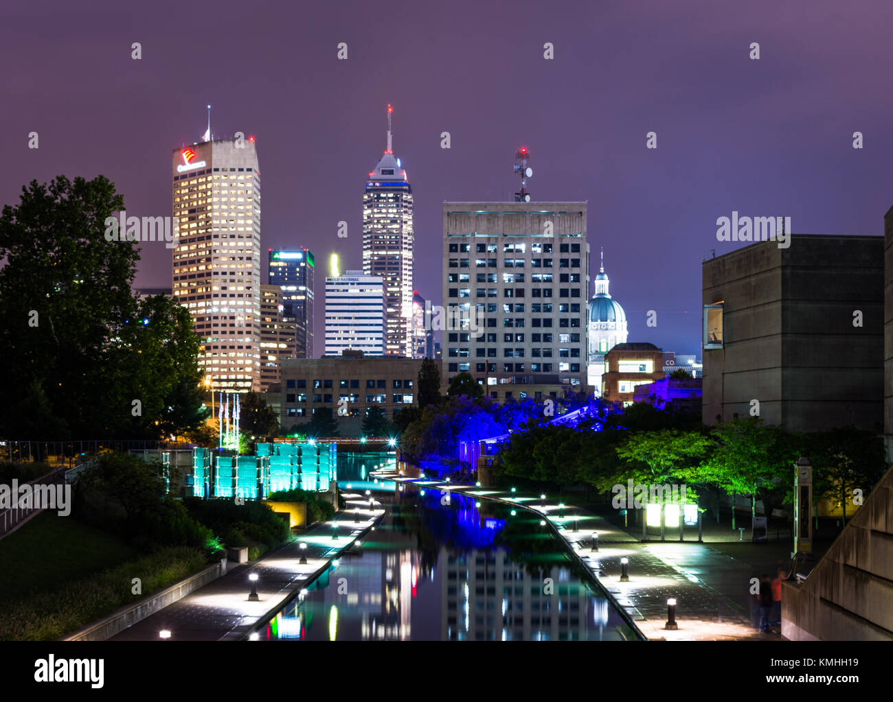 Cityscape from Canal Walk in Indianapolis, Indiana Stock Photo - Alamy