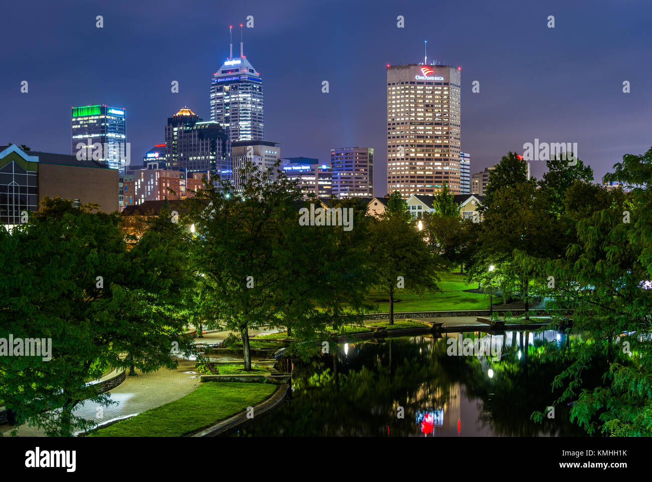 Cityscape from Canal Walk in Indianapolis, Indiana Stock Photo - Alamy