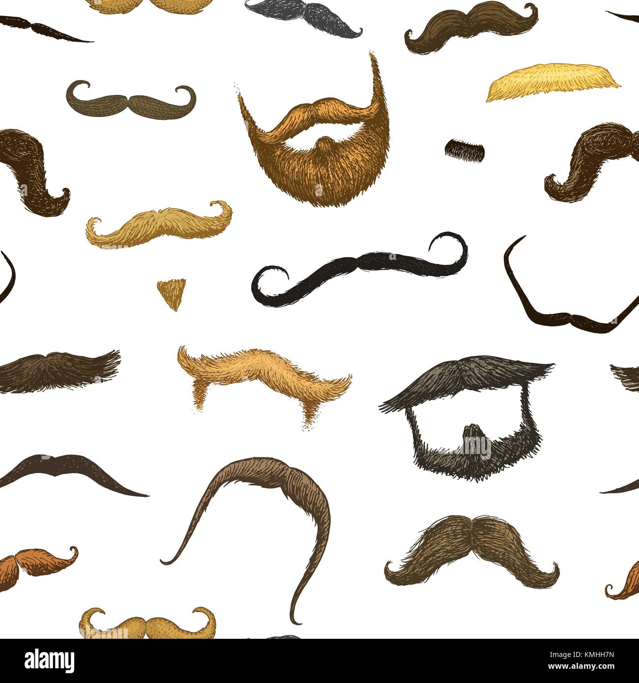 seamless pattern mustache and funny beard of men, hipster and retro ...