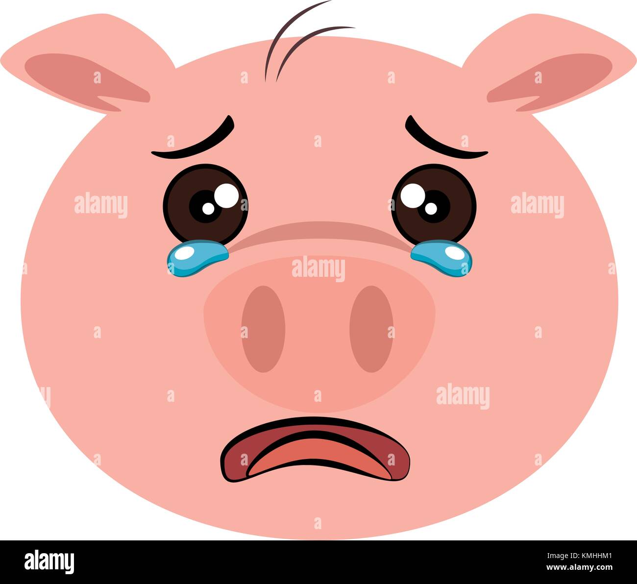 crying pig emoji kawaii vector illustration design Stock Vector Image ...