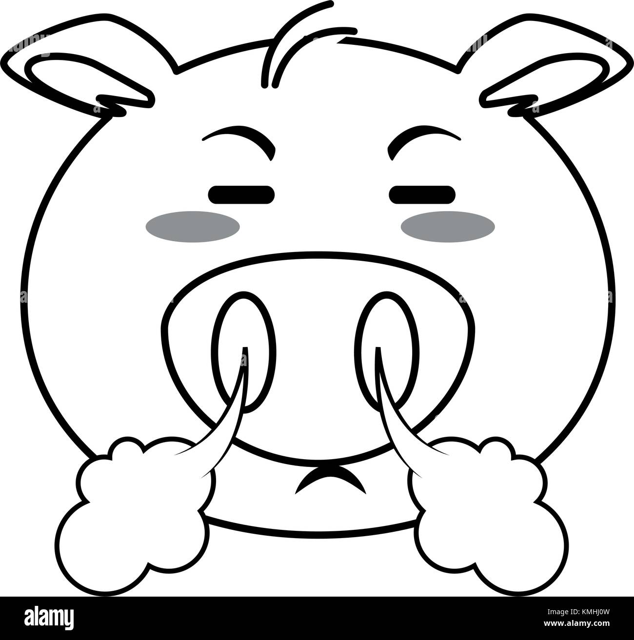 angry pig emoji kawaii Stock Vector Image & Art - Alamy