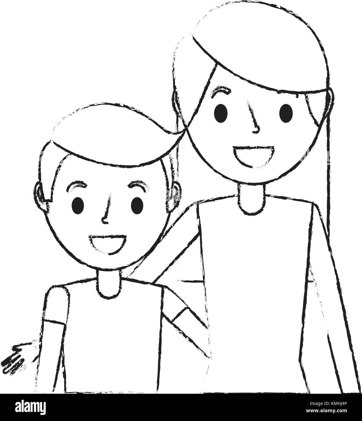 Portrait Mom Embracing Her Son Stock Vector Image And Art Alamy