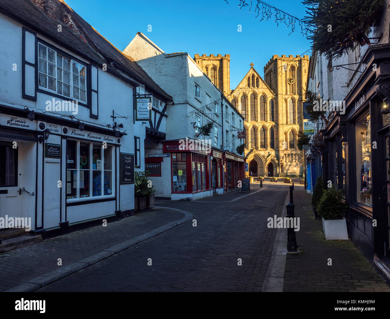 Ripon Cathedral from Kirkgate at Sunset Ripon North Yorkshire England ...