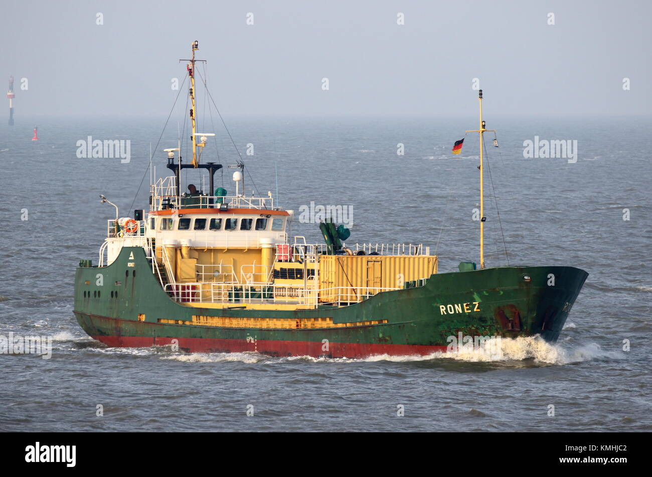 The cargo ship Ronez passes on 30 December 2015 Cuxhaven Stock Photo ...