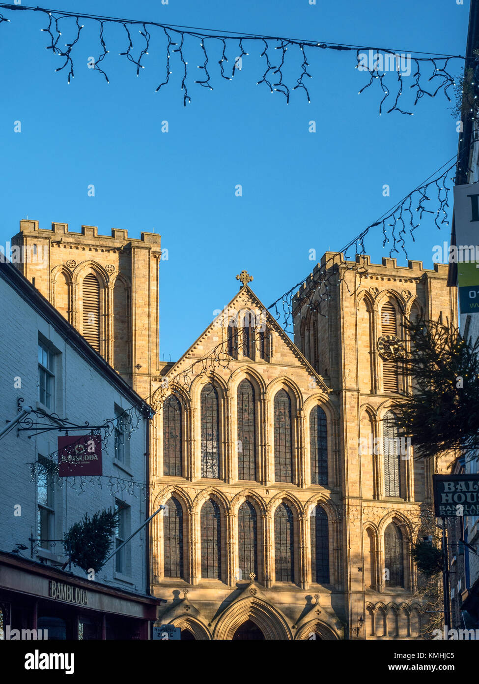 Ripon Cathedral from Kirkgate at Sunset Ripon North Yorkshire England ...