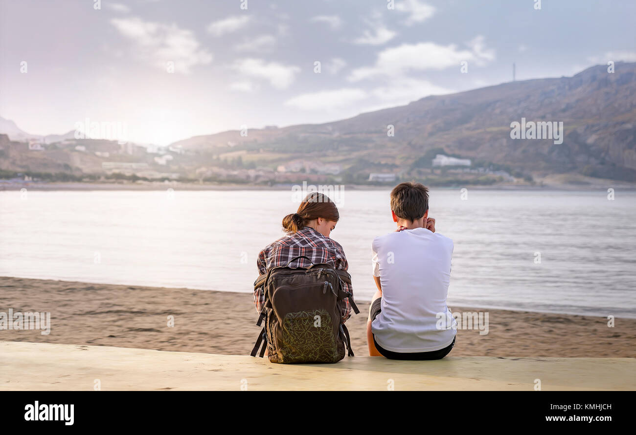 young people looking at a landscape Stock Photo - Alamy