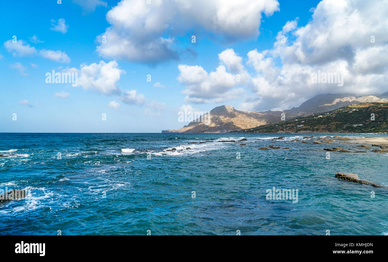 greek landscape with ocean, mountains and dramatic sky Stock Photo - Alamy
