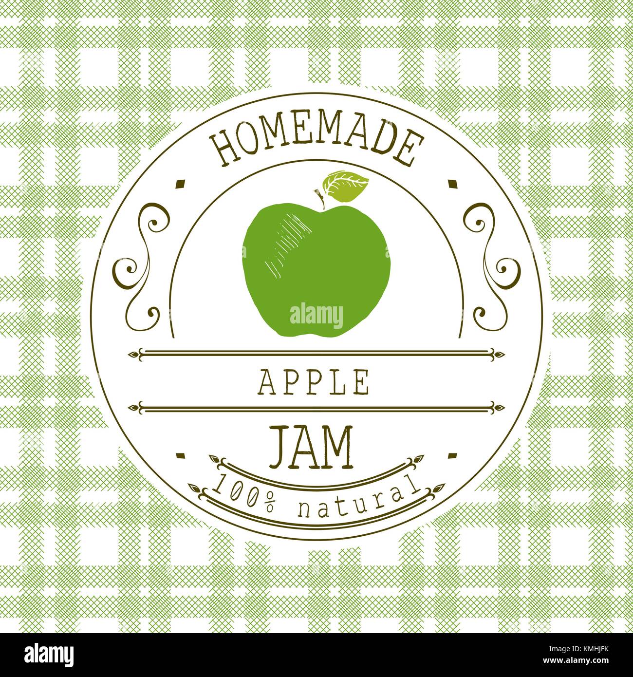 Jam label design template. for apple dessert product with hand drawn ...