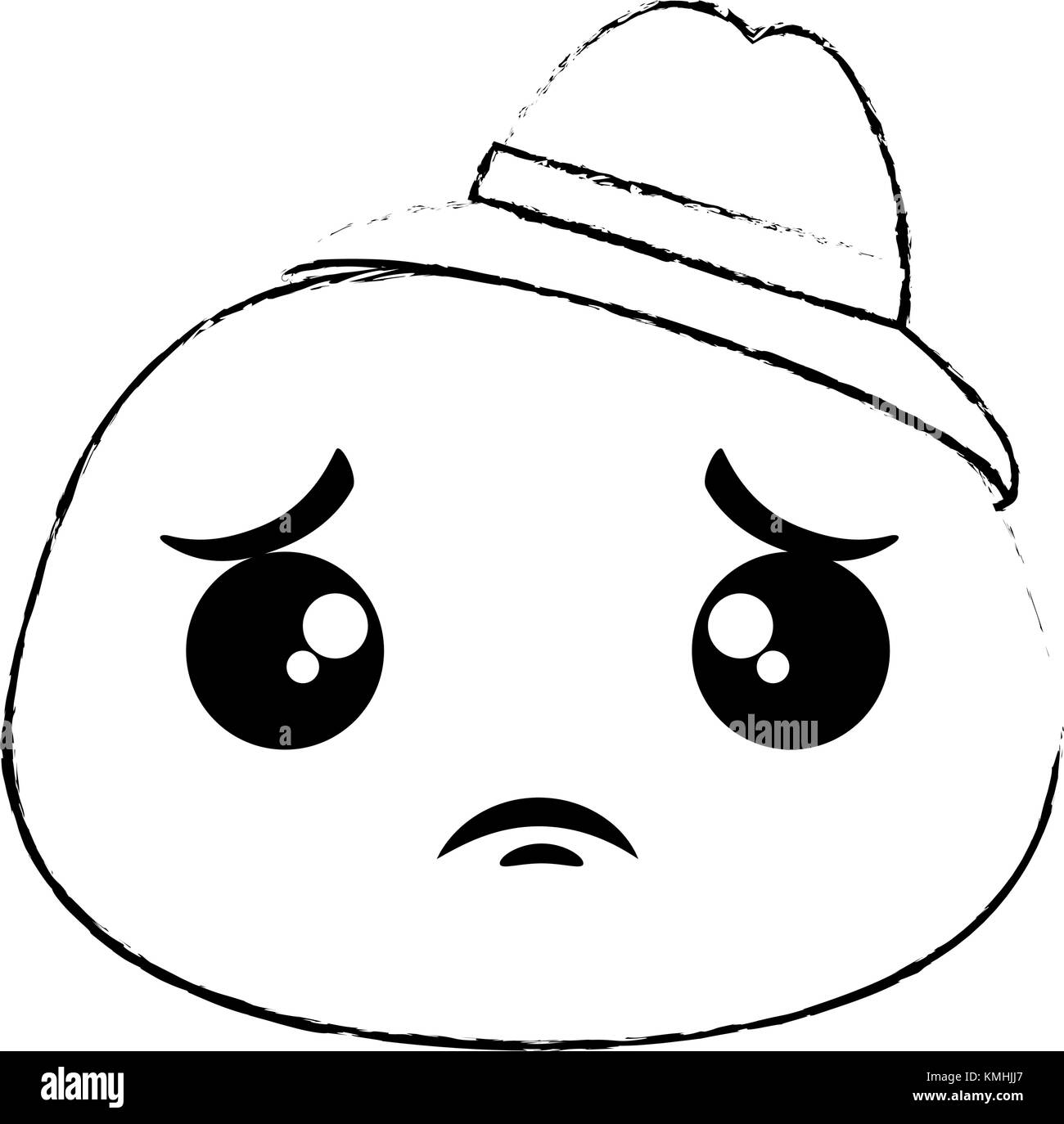 sad emoji face with hat vector illustration design Stock Vector Image ...