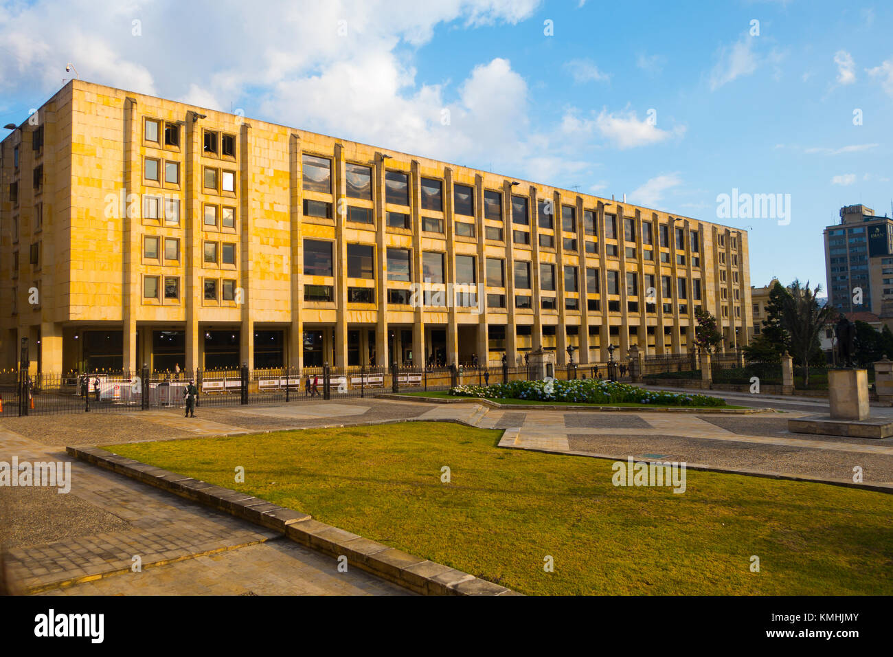 Outdoor view of a building and courtyard of Colombian Capitol and ...
