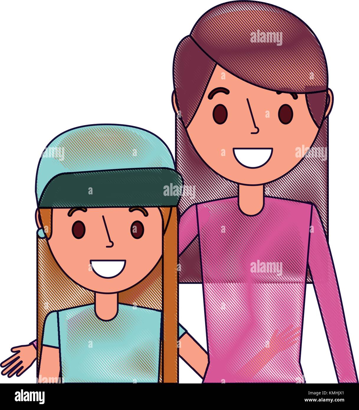 Teenage Mother Embracing Stock Vector Images Alamy