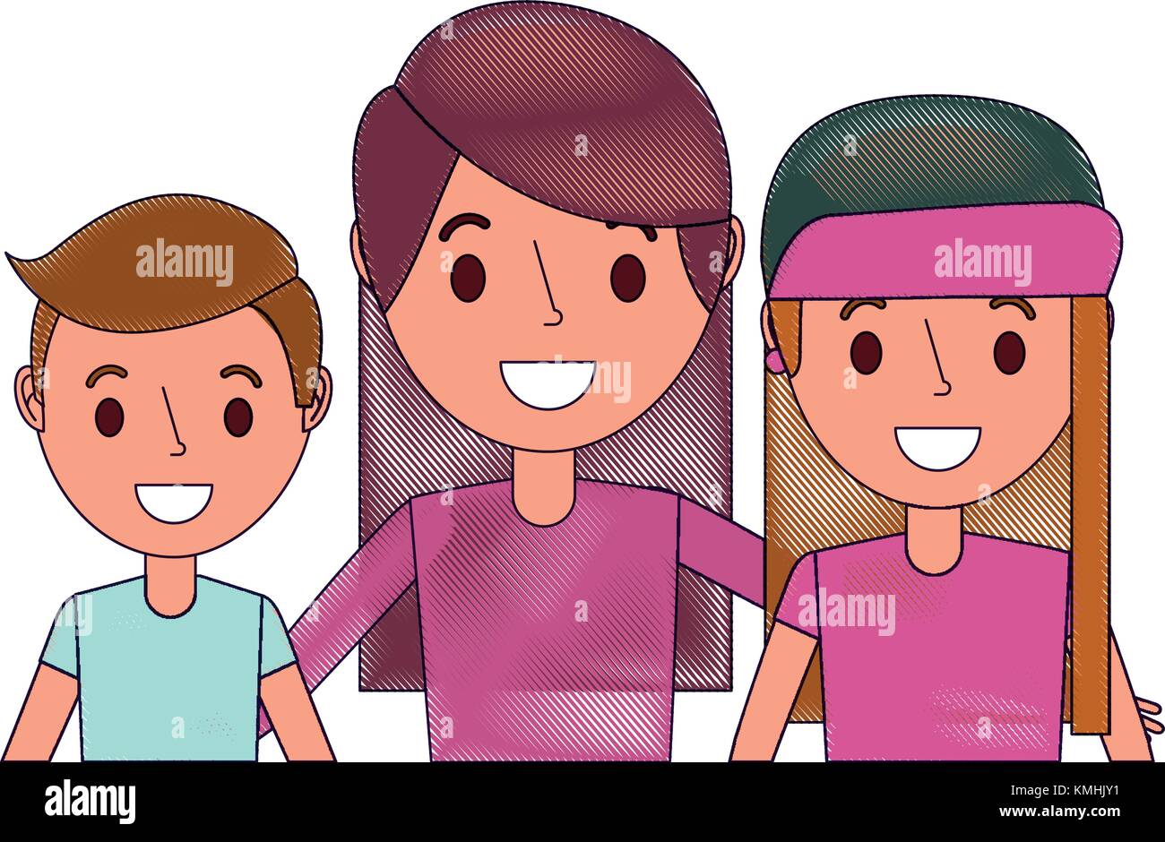 Portrait Mom Embracing With Son And Daughter Stock Vector Image And Art