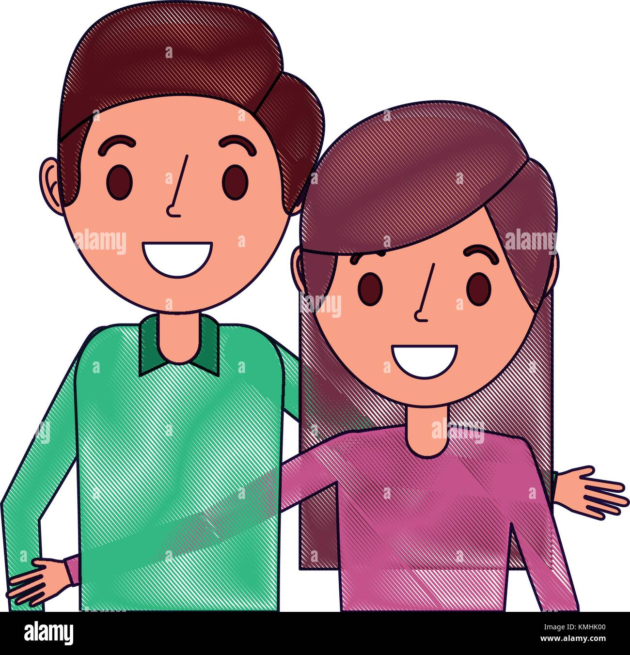 cute couple parents embracing portrait Stock Vector Image & Art - Alamy