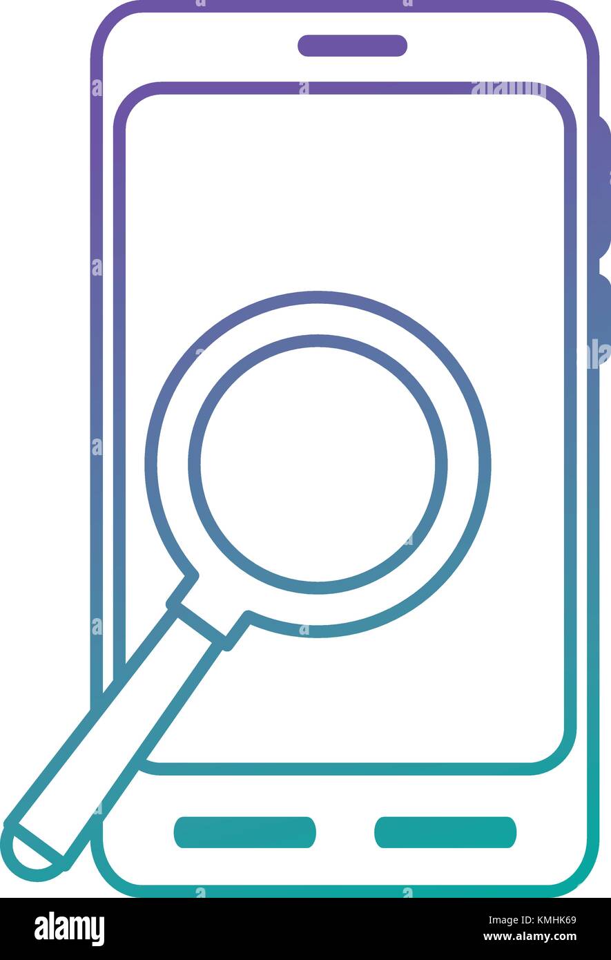 smartphone device with magnifying glass Stock Vector Image & Art - Alamy