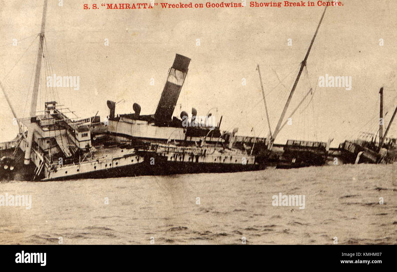 The S.S. Mahratta, a British steamship, is depicted during a break in ...