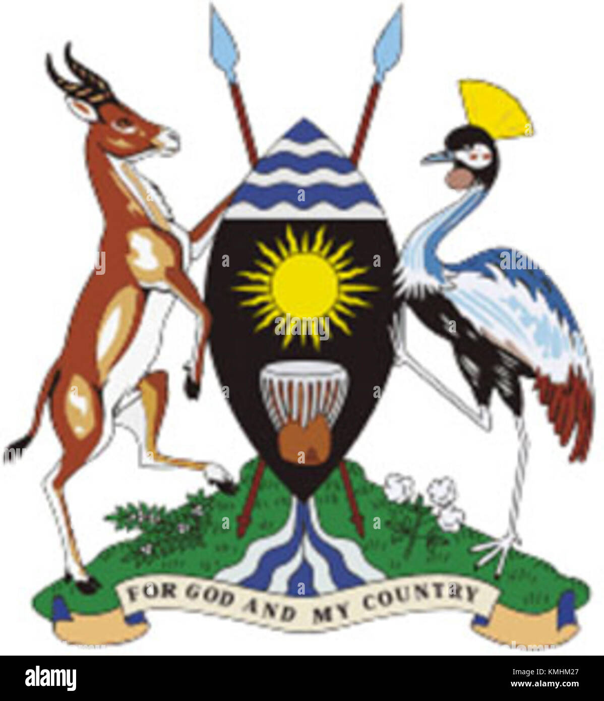 The coat of arms of Uganda, a national symbol that represents the ...