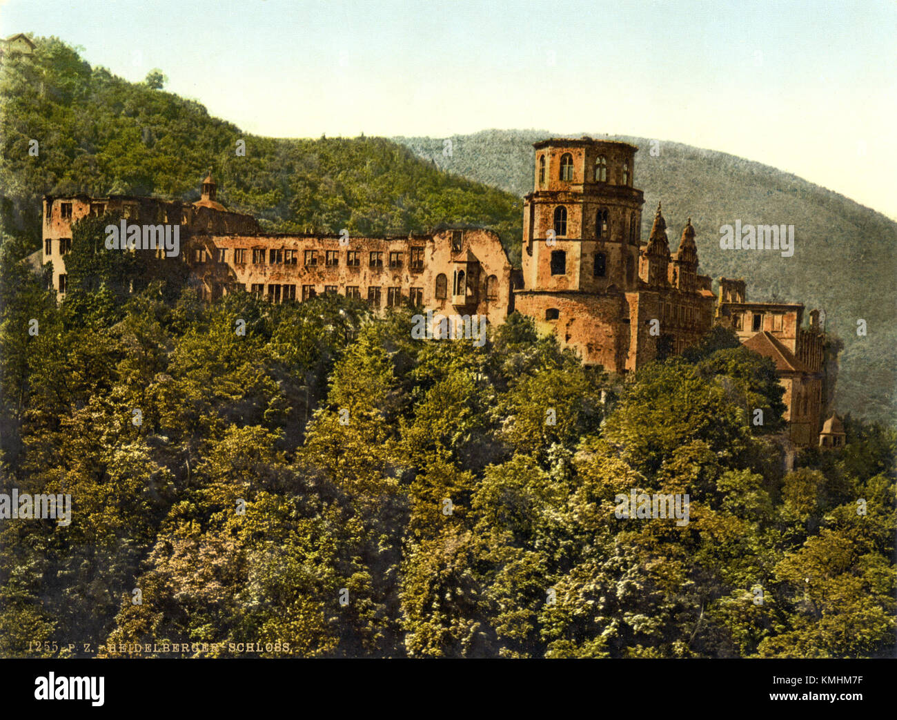 This photograph, taken around 1895, shows the Heidelberg Castle in ...