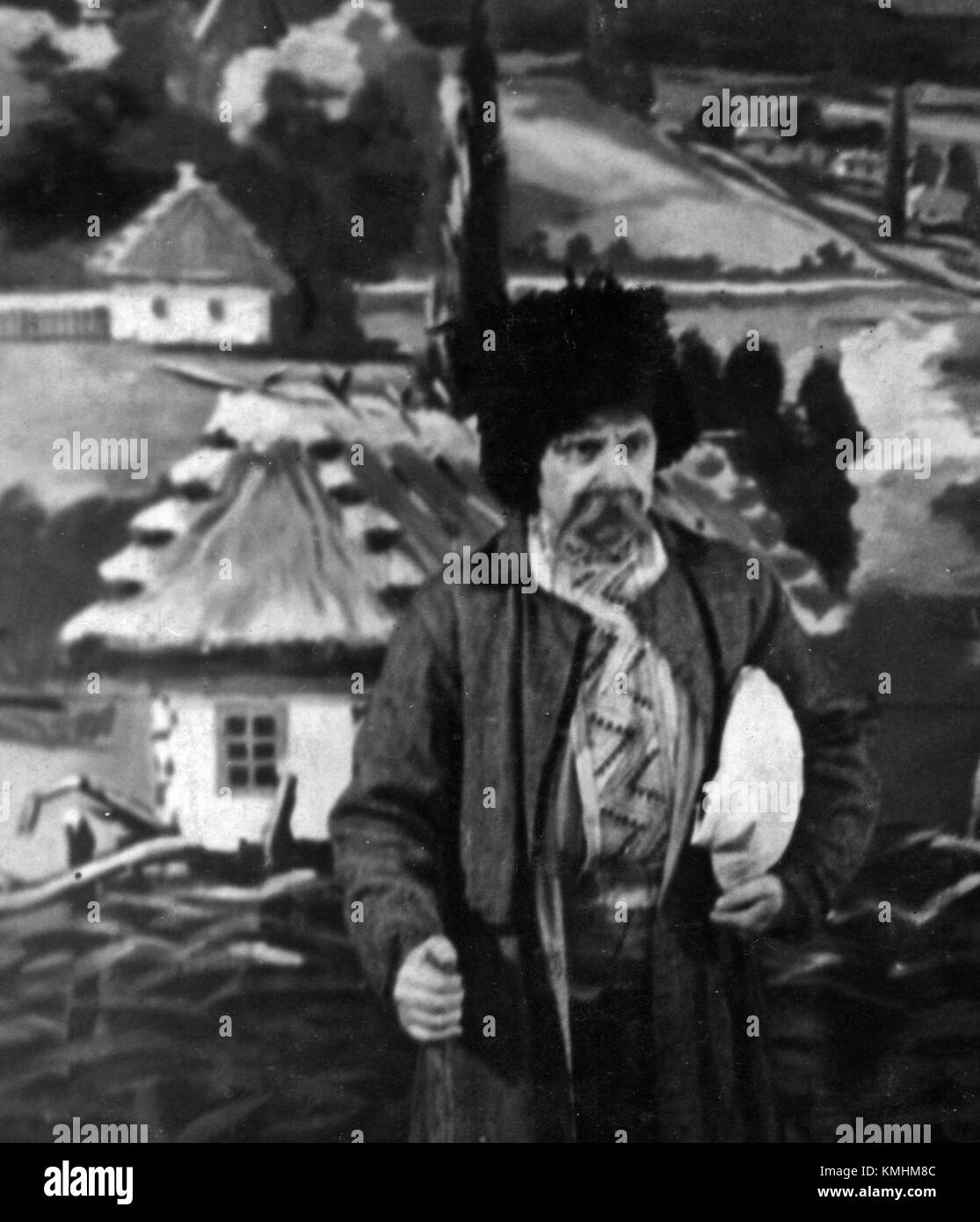 A historical photograph from 1940 showing the Rivne Theatre in Ukraine ...