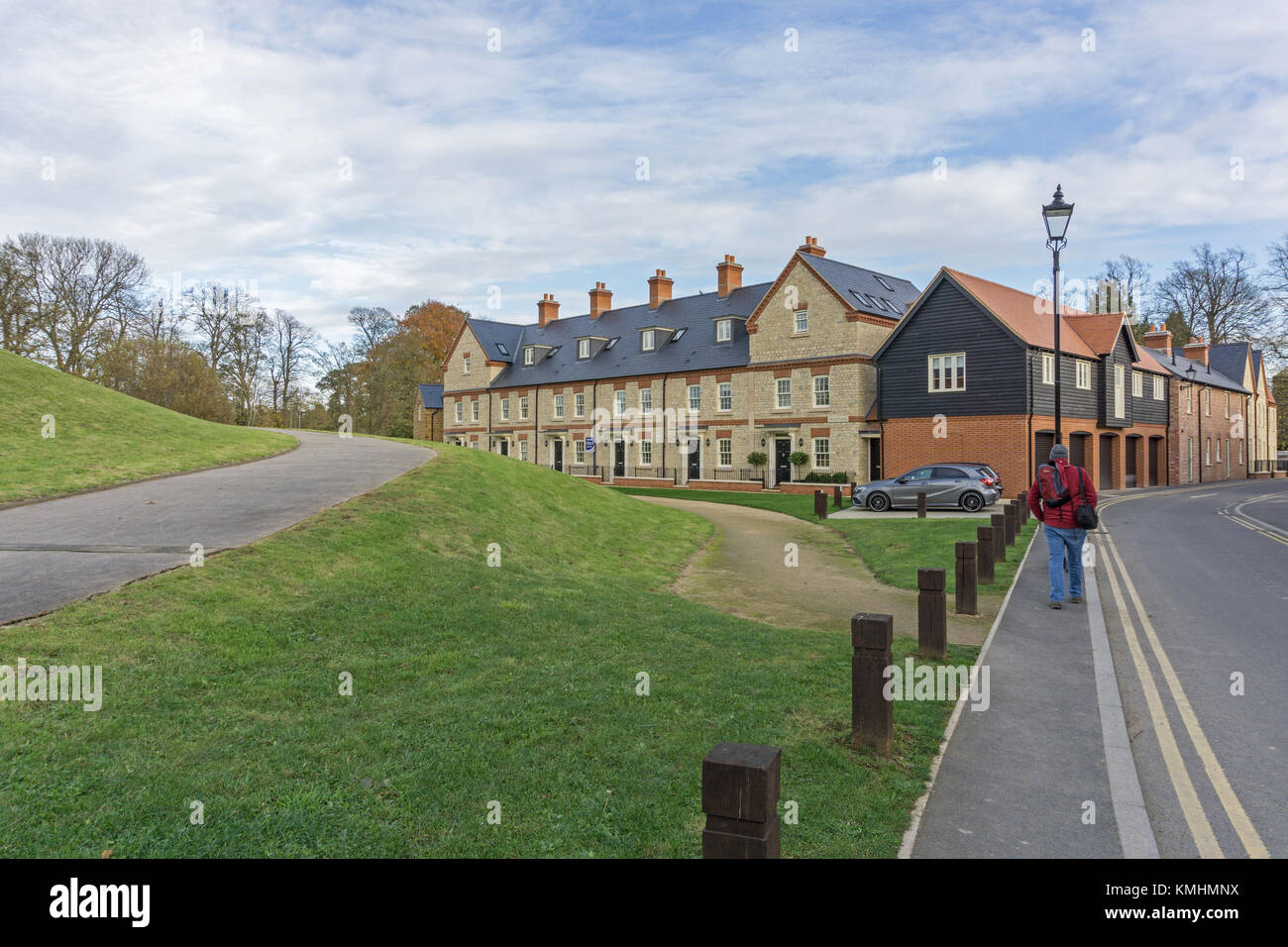 New housing just off the High Street in the town of Towcester ...