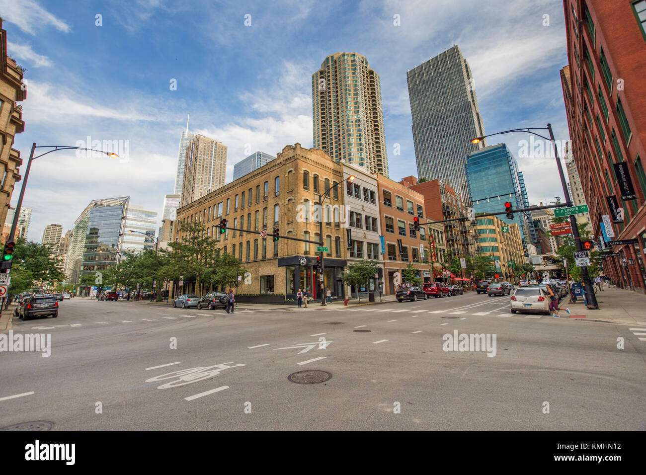 Northern Chicago River Riverwalk on North Branch Chicago River in ...