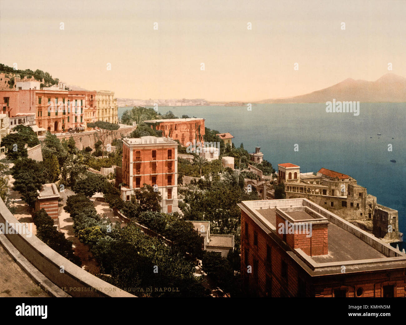 An 1890s photograph of Il Posillippo, a scenic area in Naples, Italy ...