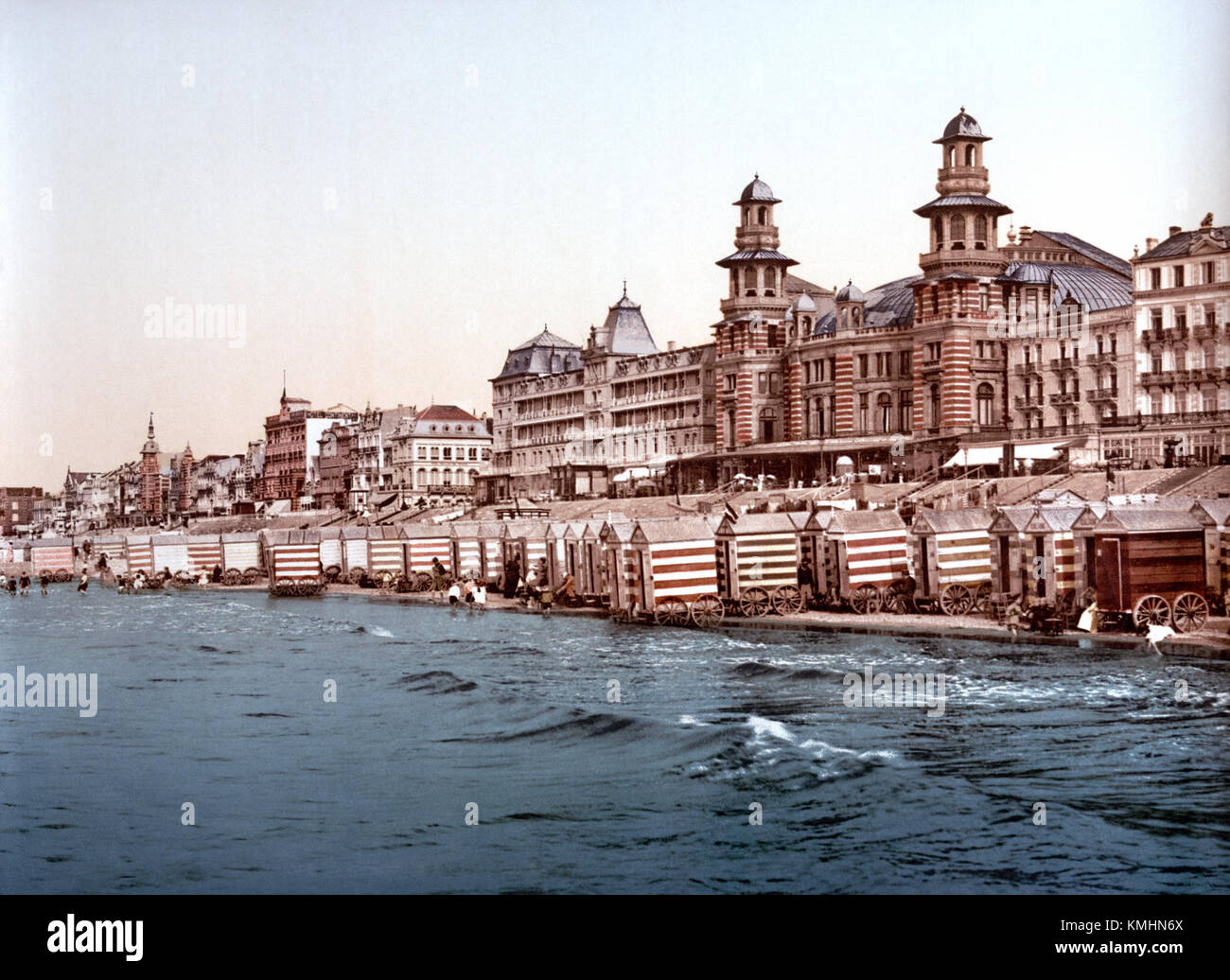 Blankenberge, Belgium, is depicted in this photochrom image, showcasing ...