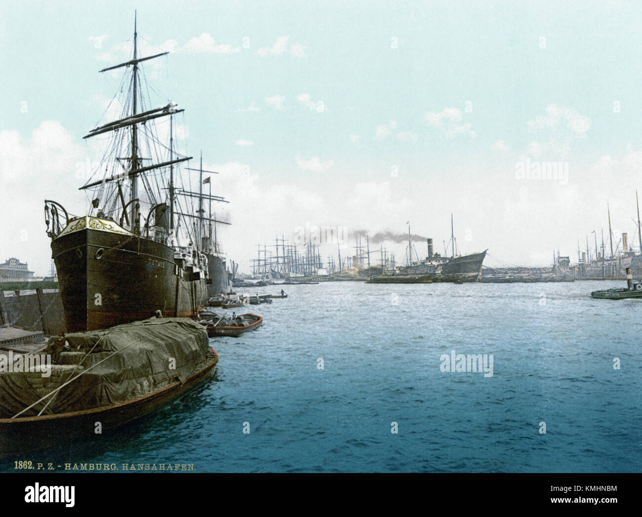 Hamburger Hafen, or Hamburg Harbor, in 1890, was a bustling port in ...