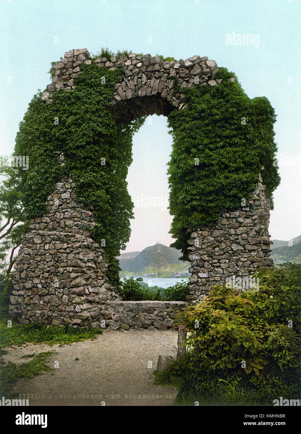 Rolandsbogen, a historical arch located in Germany, built in 1900, and ...