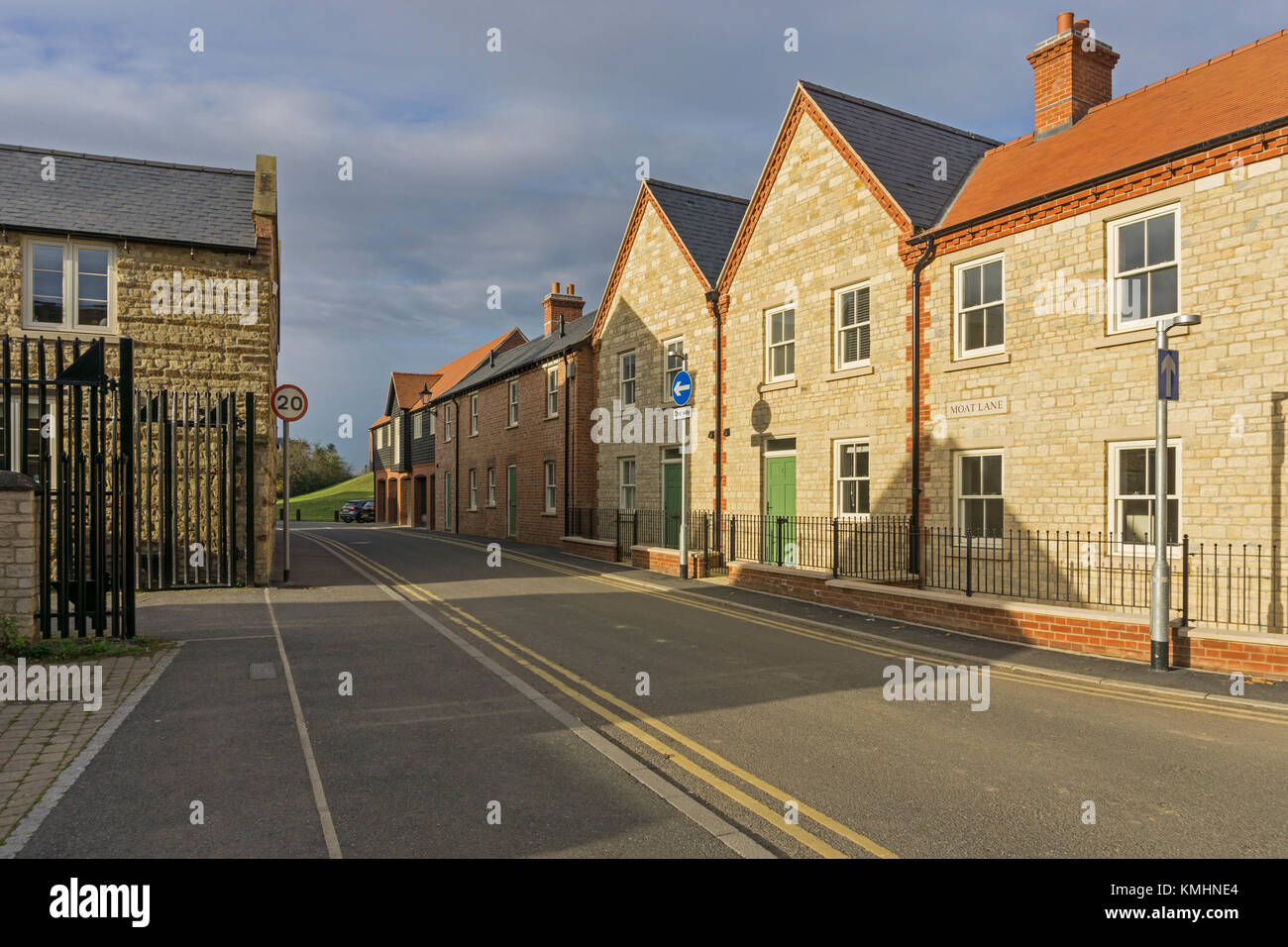 New housing just off the High Street in the town of Towcester ...