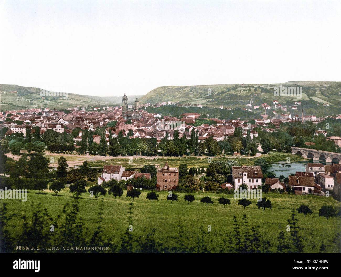 This photograph depicts Jena, Germany, from the year 1900, showcasing ...