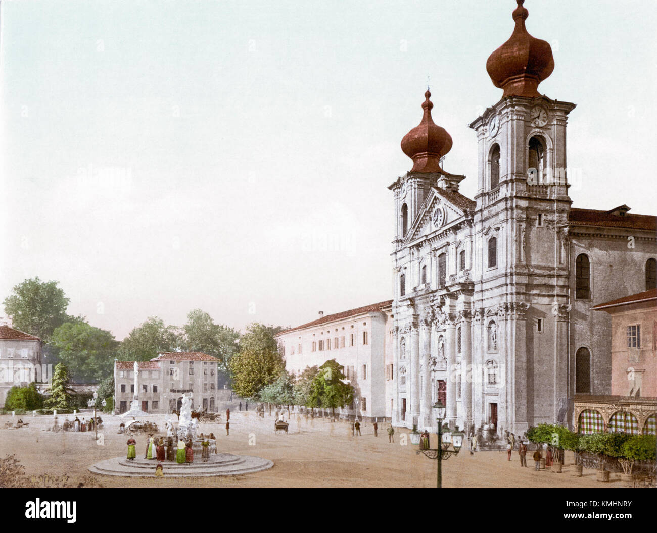 A historical painting depicting Sant Ignatius in Gorizia, created in ...