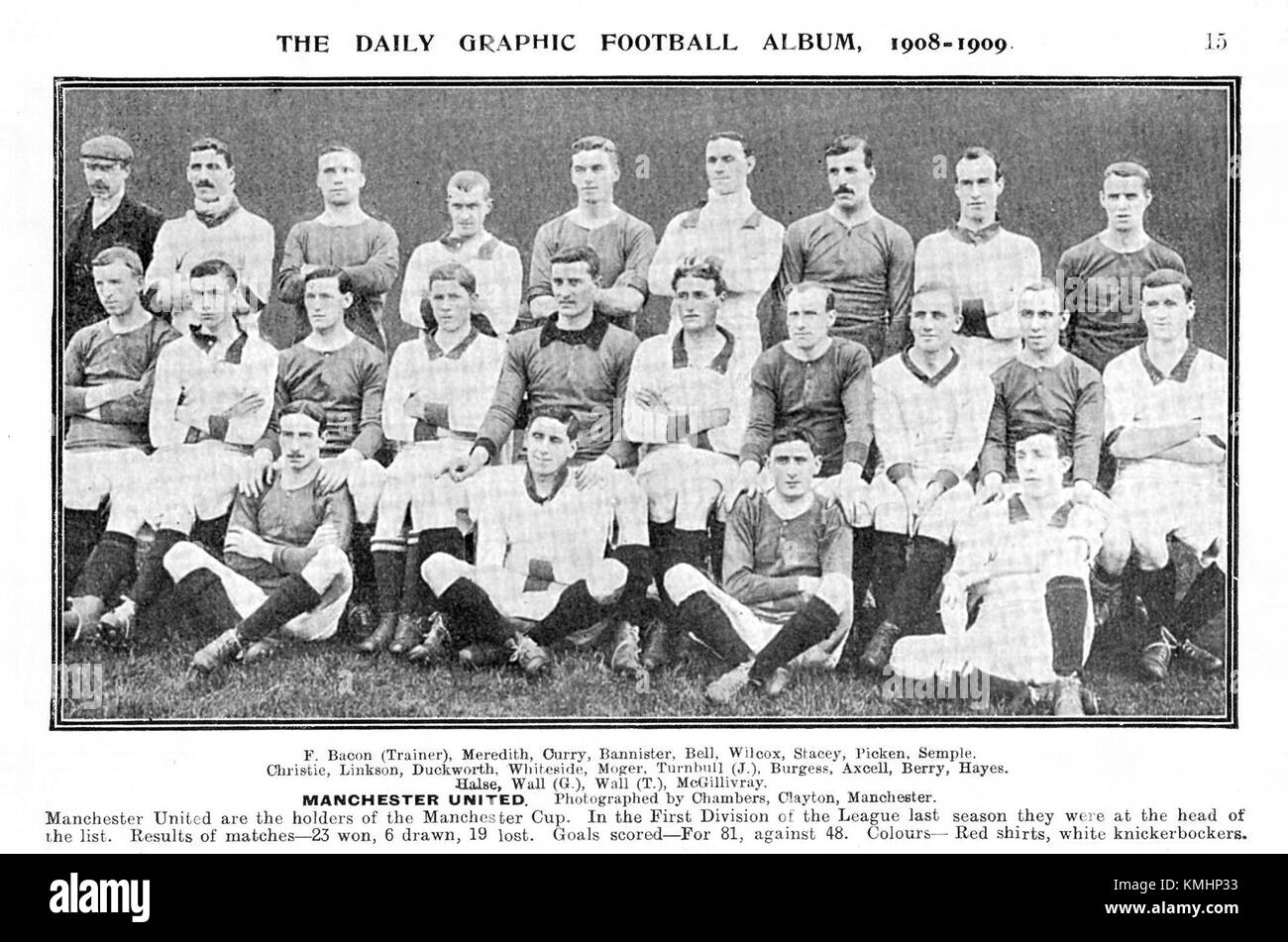 Photograph of the Manchester United football team from 1908, published ...