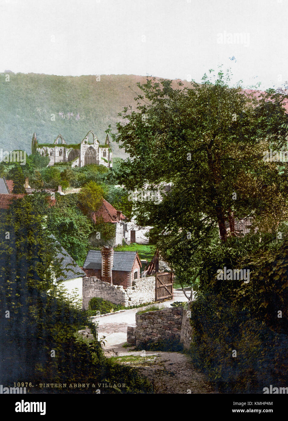 A historic photograph of Tintern Abbey, taken in 1900, showing the ...